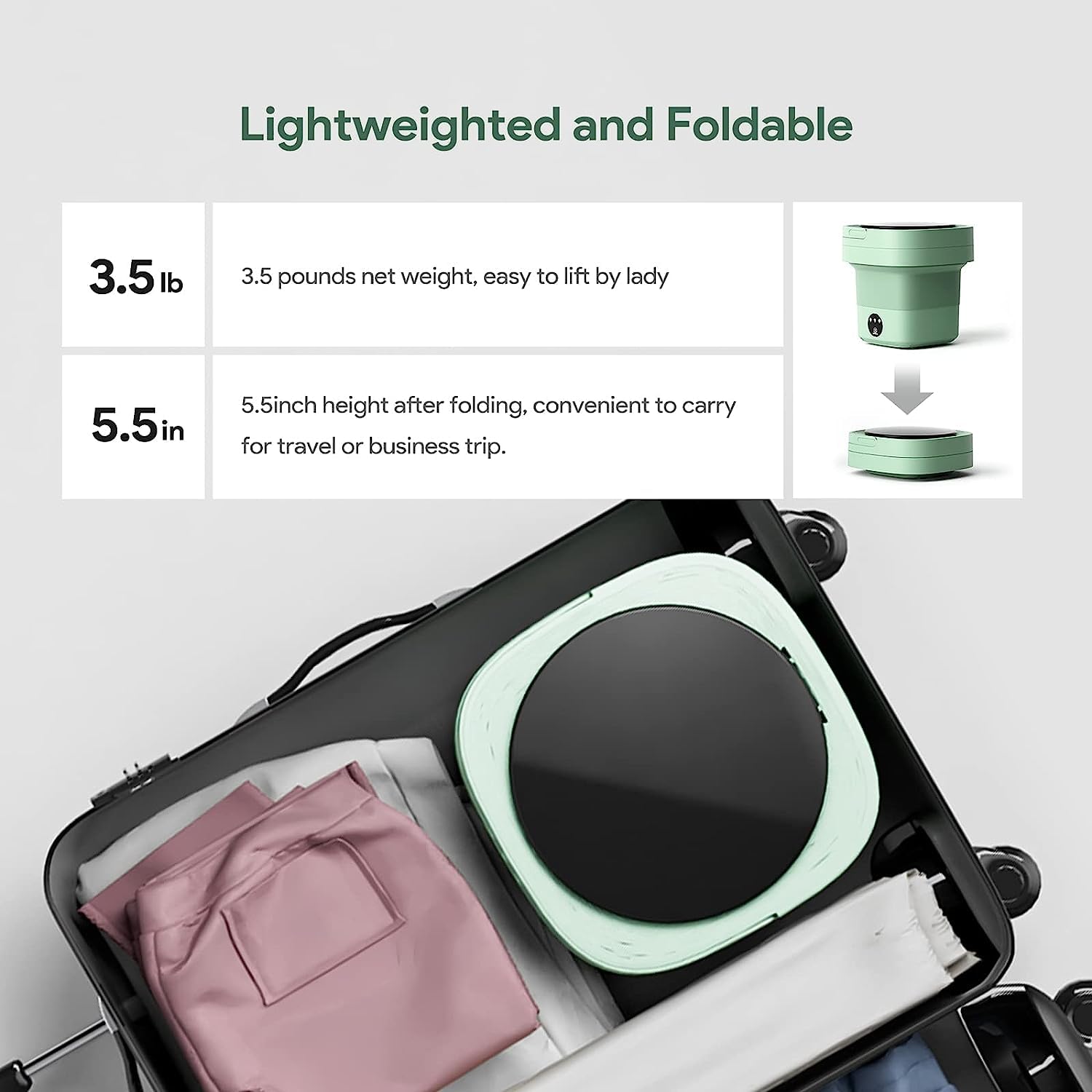 Portable Washing Machine, Foldable Washer Machine and Dryer, Mini Washing Machine with Spin Dryer for Washing Small Clothes - Travle RV, Camping, Home or Apartments Laundry Used (Purple)