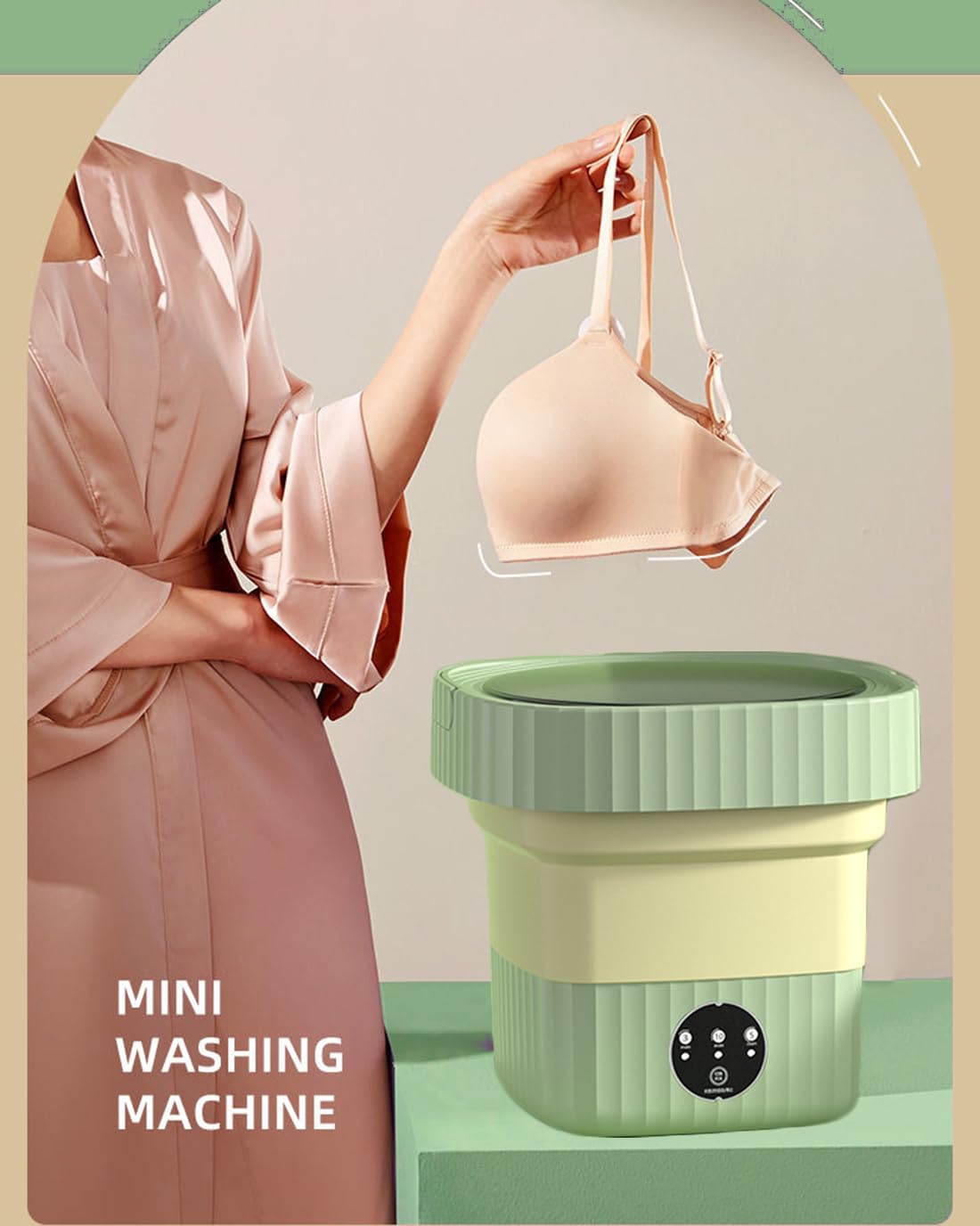 Portable Washing Machine, Foldable Mini Washing Machine, Small Washing Machine for Underwear, Baby Clothes, or Small Items, Suitable for Apartments, Dormitories, Camping, Travel (6 Liters),Green