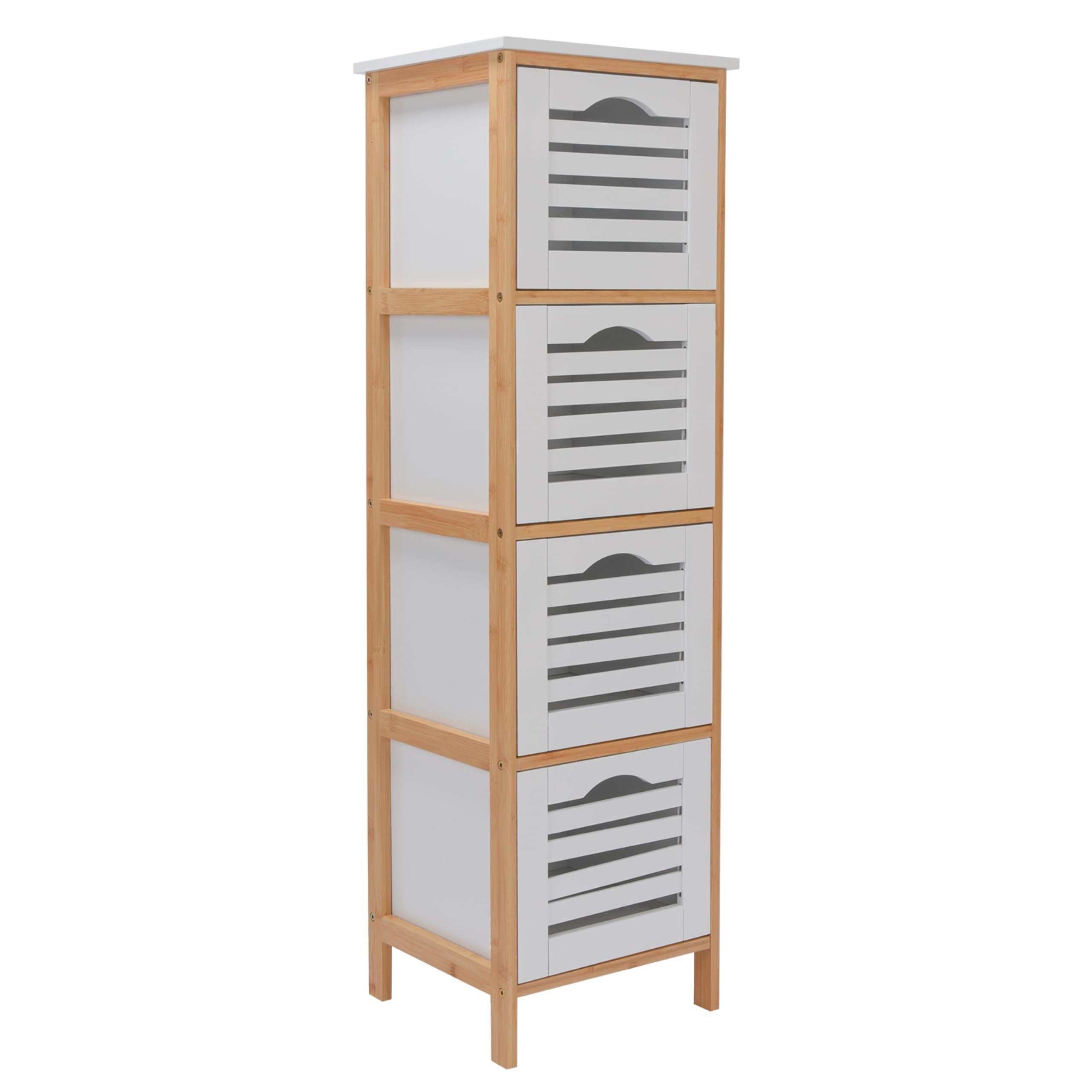 Prosumers Choice Wooden Bathroom Cabinet Storage 4 drawers for Toiletries & Accessories - Bathroom Floor Cabinet, Side Storage Organizer, Free-Standing Cabinet for Bathroom/Hallway/Living Room, White