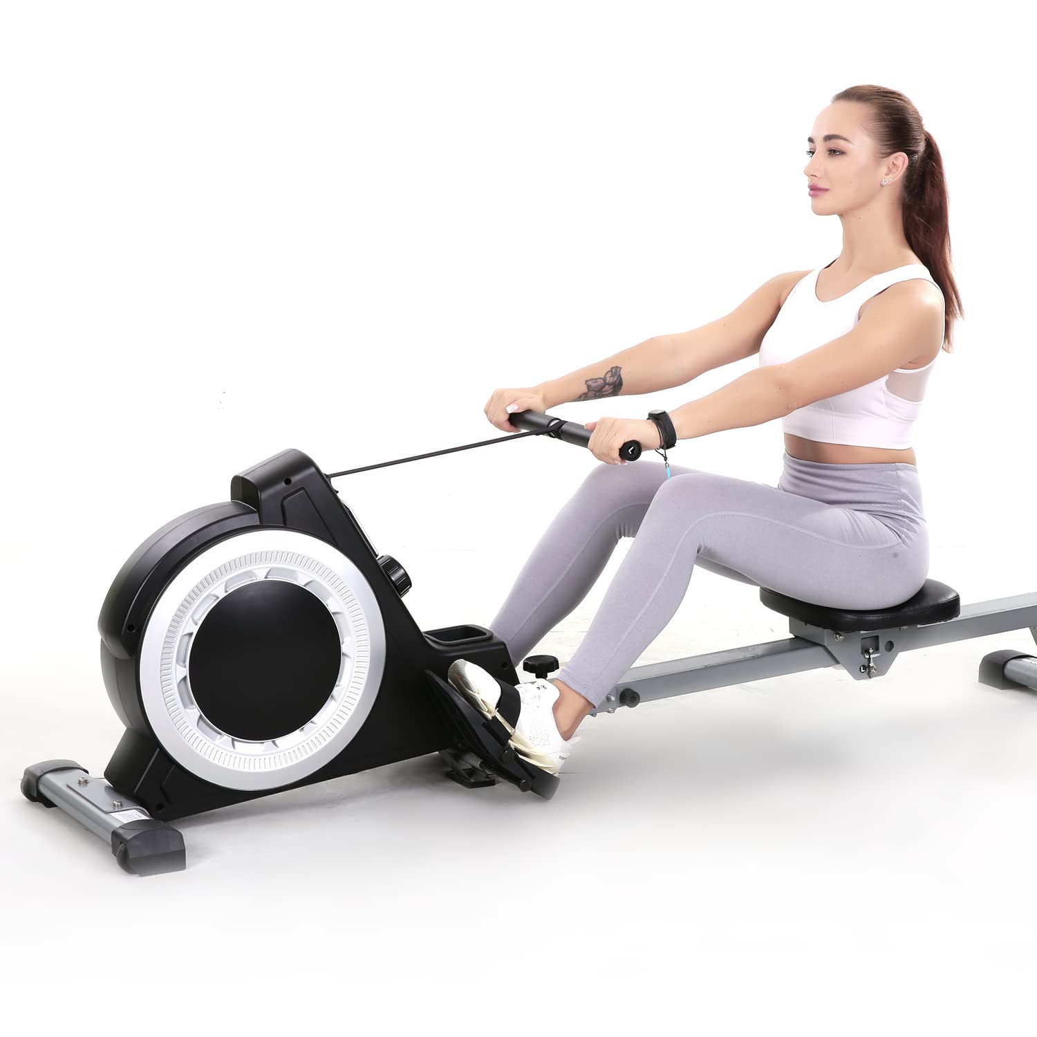 Rowing Machine for Home Use Magnetic Folding Rower Exercise Whole-Body Training Equipment with 16 Levels Resistance