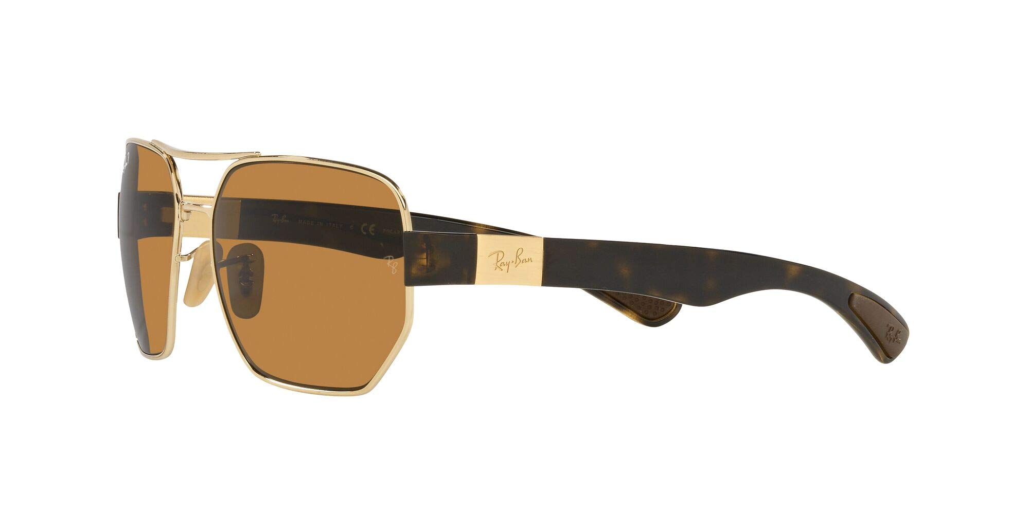 Ray-Ban RB3672 Rectangular Sunglasses, Black/Dark Blue, 60 mm