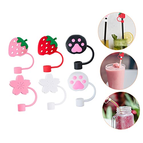 Yardwe 6pcs Straw cap straw cover cap straw topper cute straw covers straw covers for reusable straws Straw Plugs 6-8 mm straw tip cover glass straws universal Pipette tip girl
