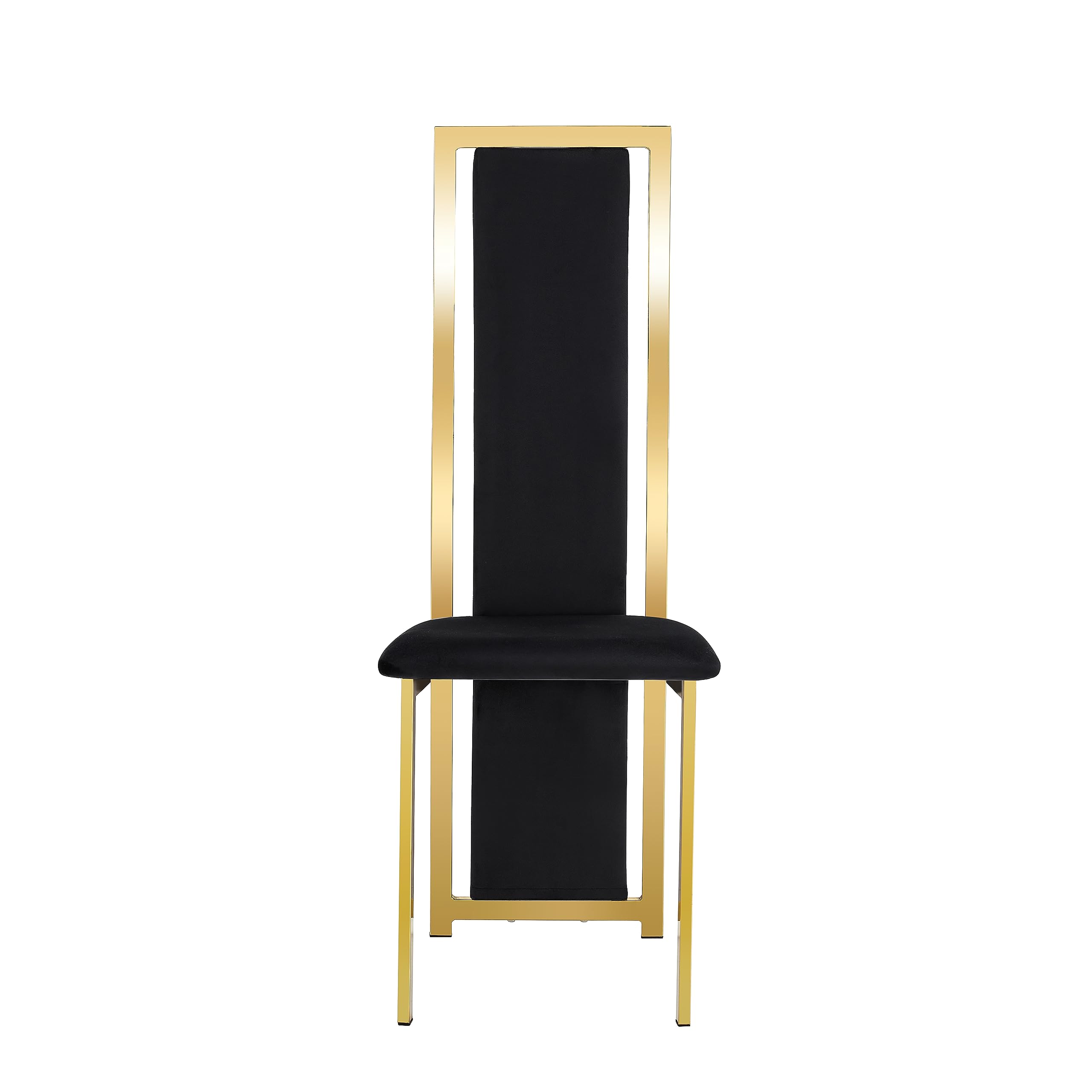 ME2 Dining Chairs Set of 2, Sleek Golden Stainless Steel Legs, Leather Upholstered Dining Chairs for Kitchen and Dining Room (White)