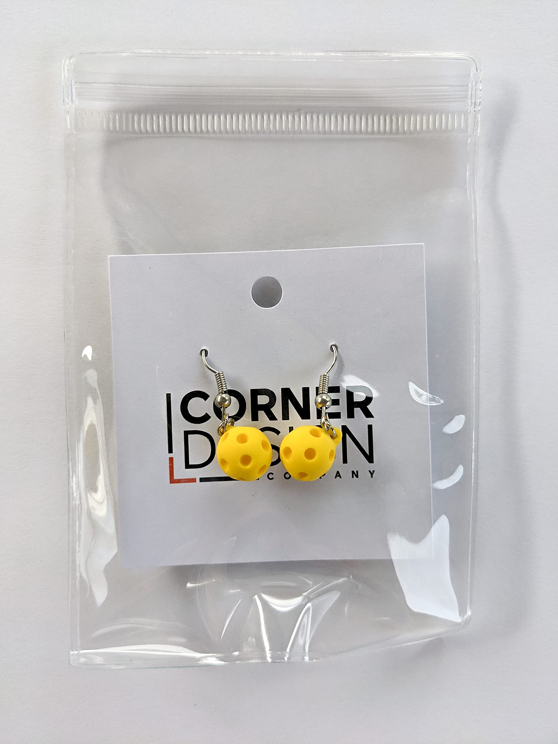 Mini pickleball earrings - hook and dangle style, 1cm (.36in) diameter ball, great pickleball accessory