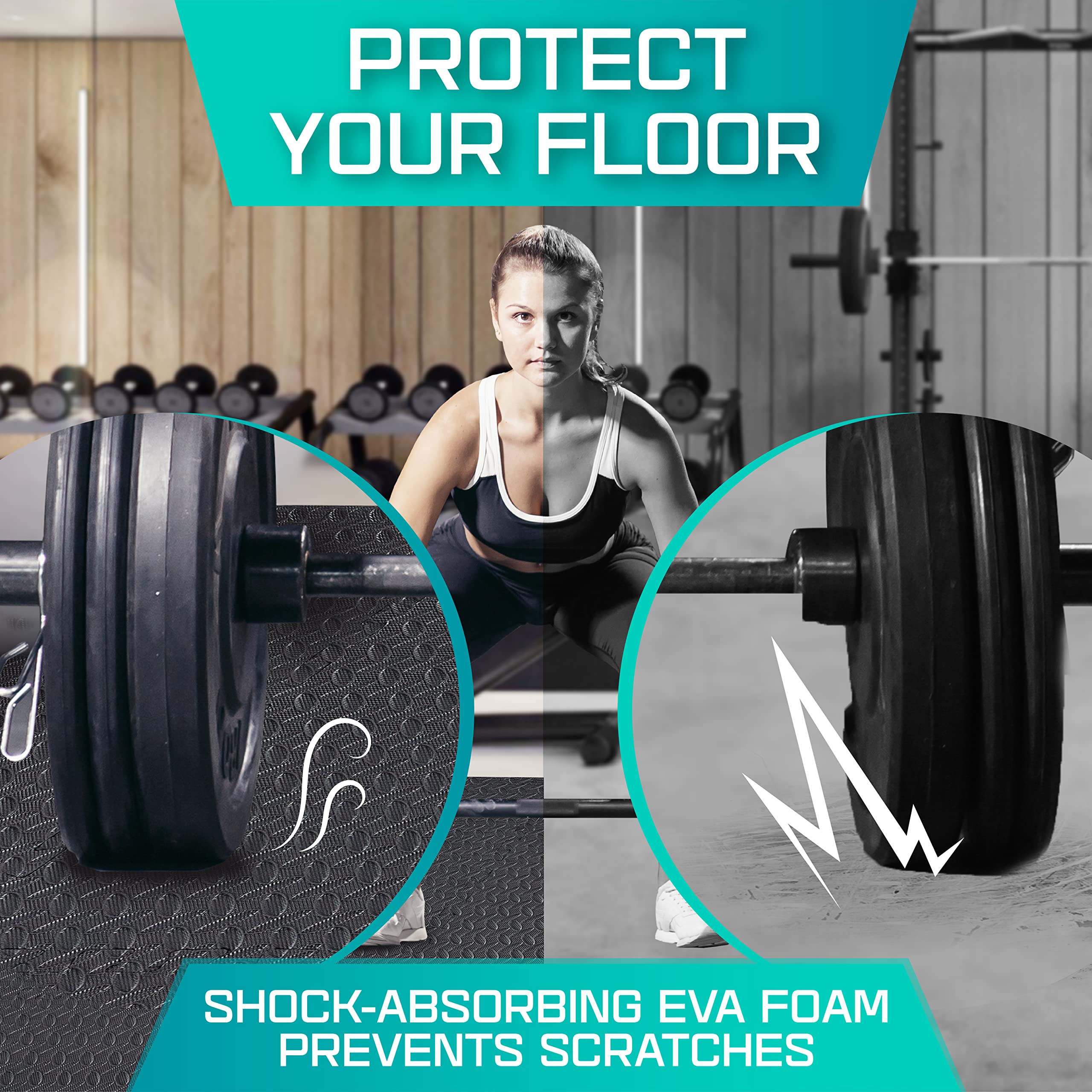 Yes4All 24SQFT-144SQFT Puzzle Exercise Mat for Home Gym, EVA Interlocking Foam Floor Tiles with Border for Workout Equipment