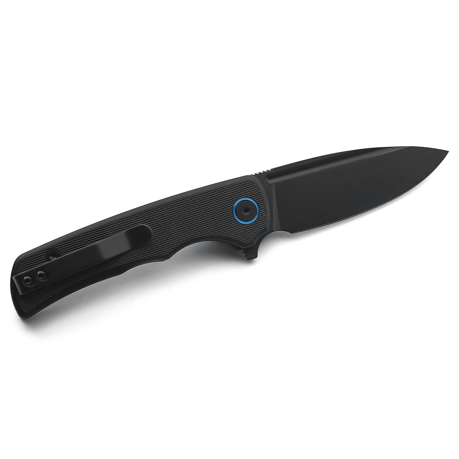 Miguron Knives M Talism Flipper Folding Knife,3.01" Black PVD D2 Blade Black G10 Handle With Deep Pocket Clip,Camping Hiking Pocket Knife MGR-810BK