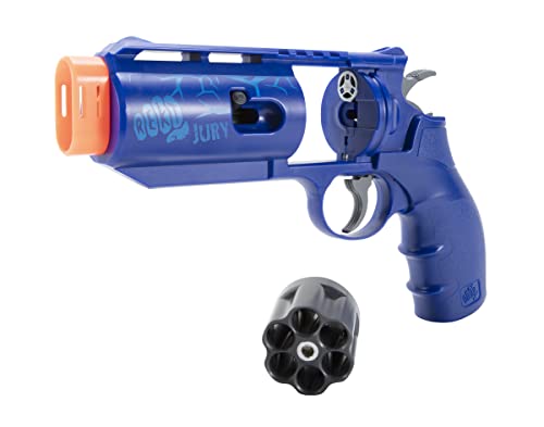 Rekt Jury Revolver CO2-Powered Foam Dart Blaster Pistol Gun, Blue