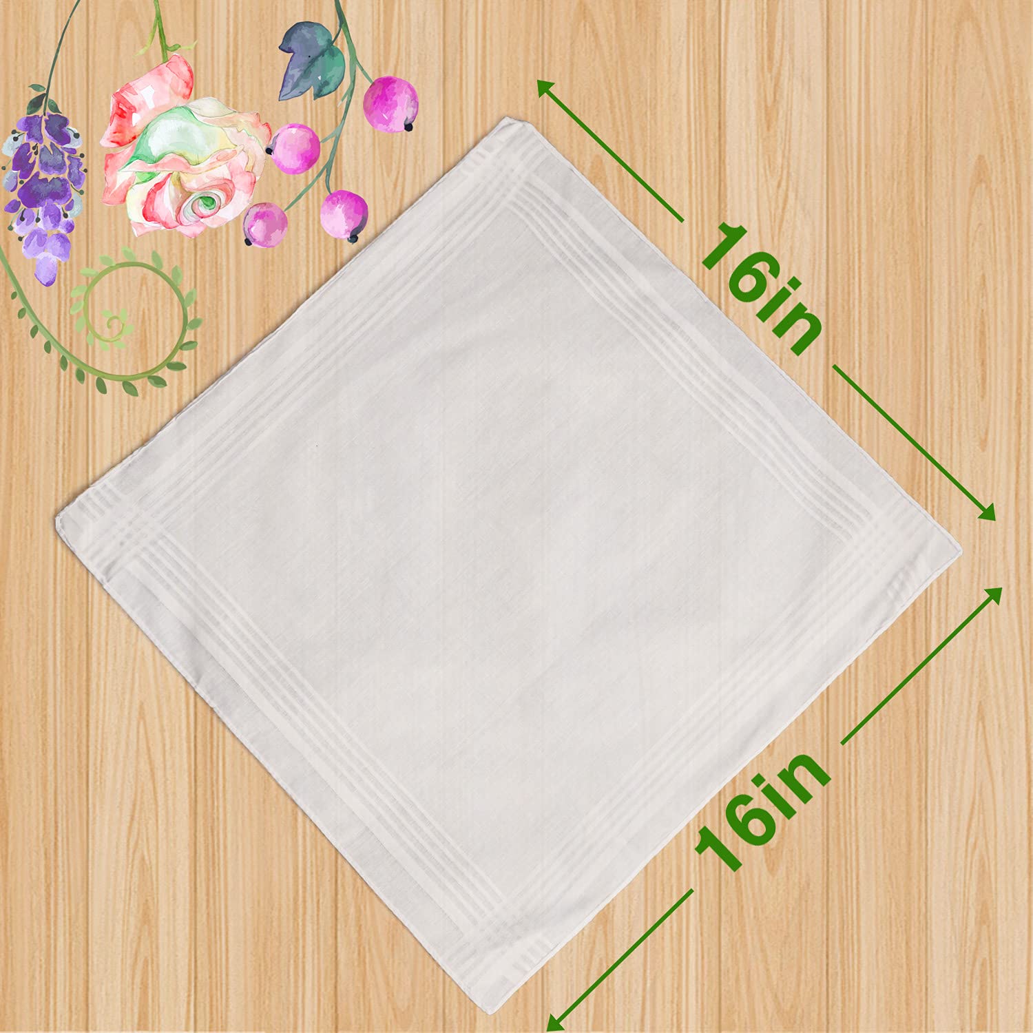 Men's Handkerchiefs 100% Soft Cotton White Hankie Hankerchieves