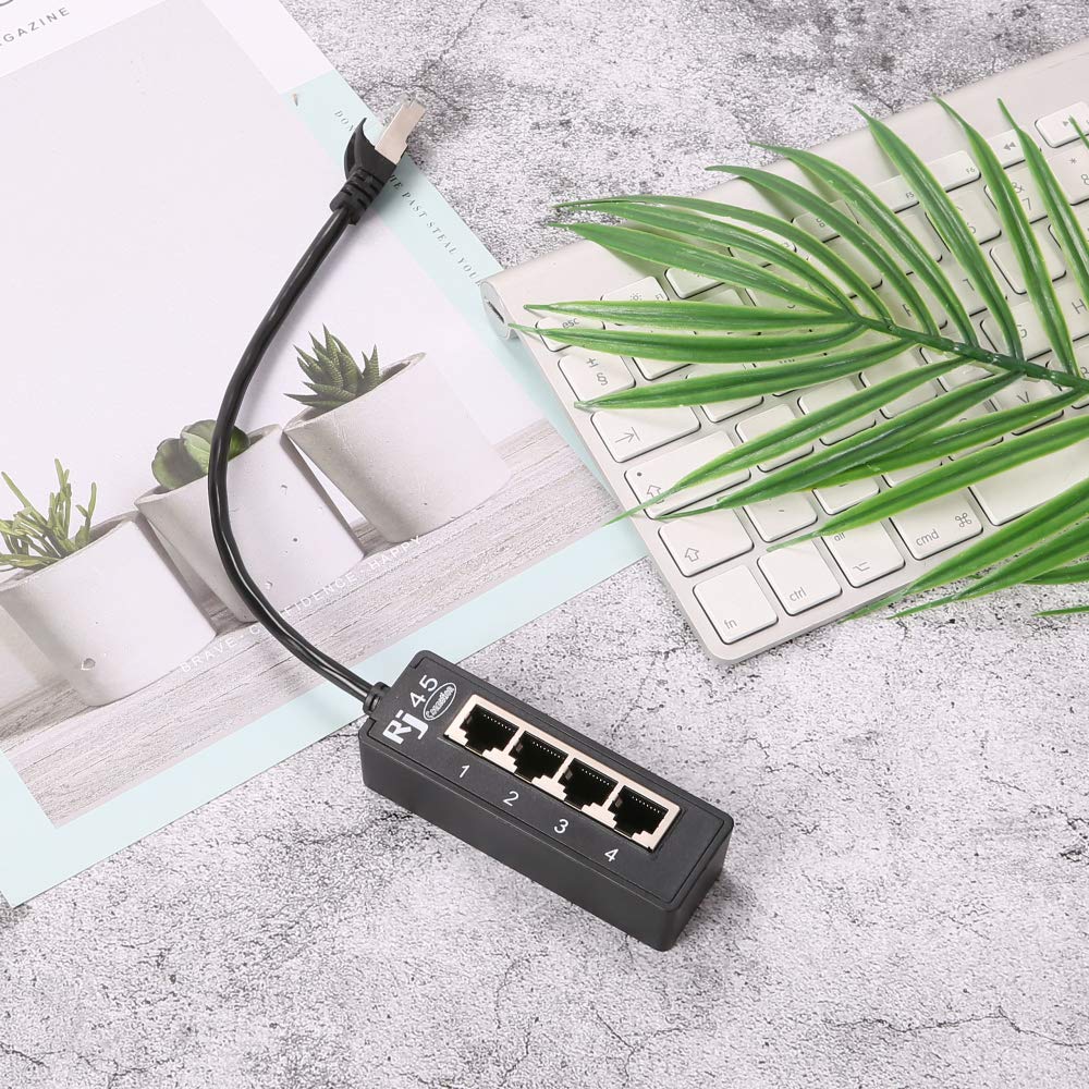 RJ45 CATS Ethernet Cable Splitter Adapter Cable 1 Male to 4 Female LAN Port Ethernet Cable Converter Accessories for Lan