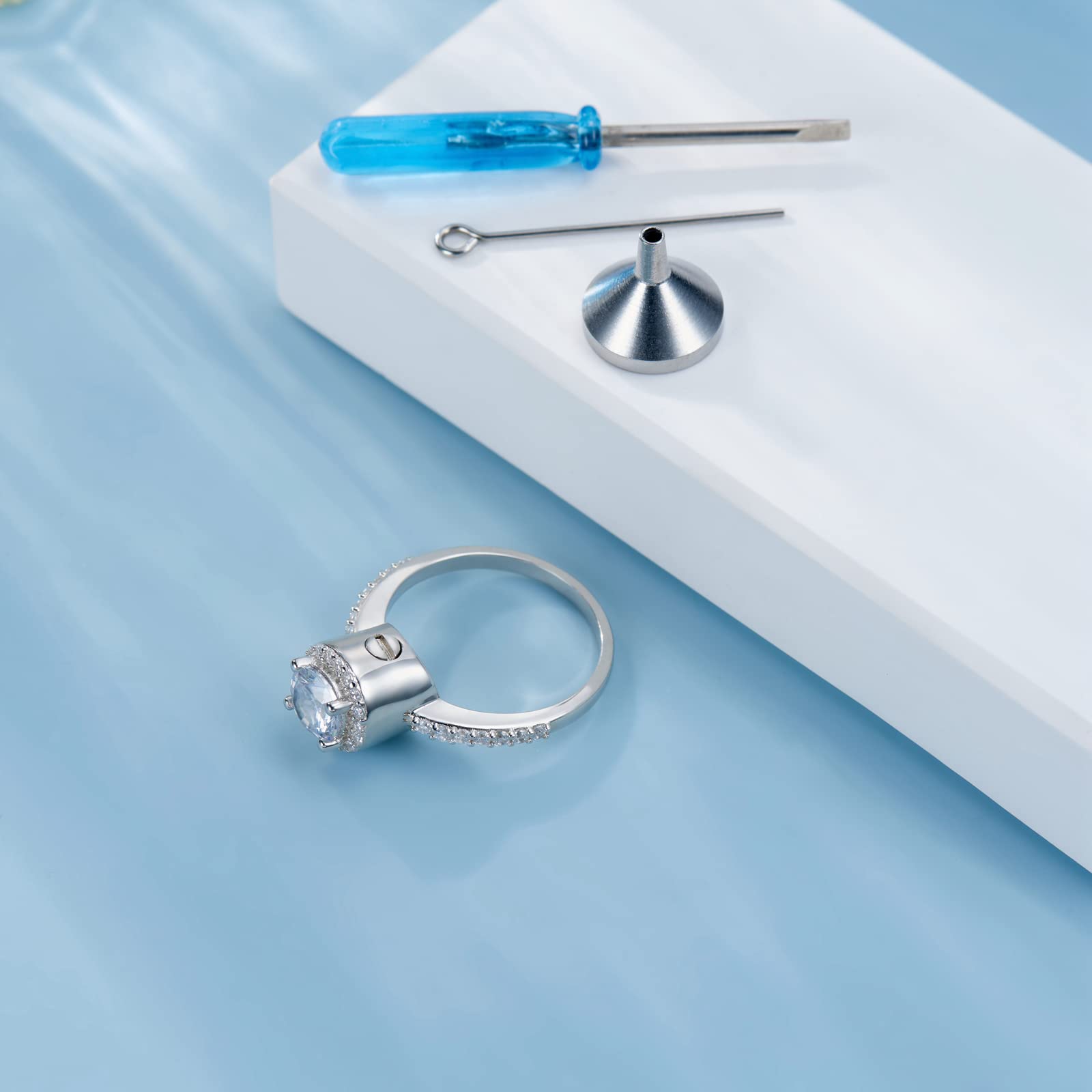 Sterling Silver Urn Ring For Ashes - Women Cremation Memorial Keepsake Ring with Cubic Zirconia Bereavement Jewelry Gift for A Loss of the Loved One (8#)