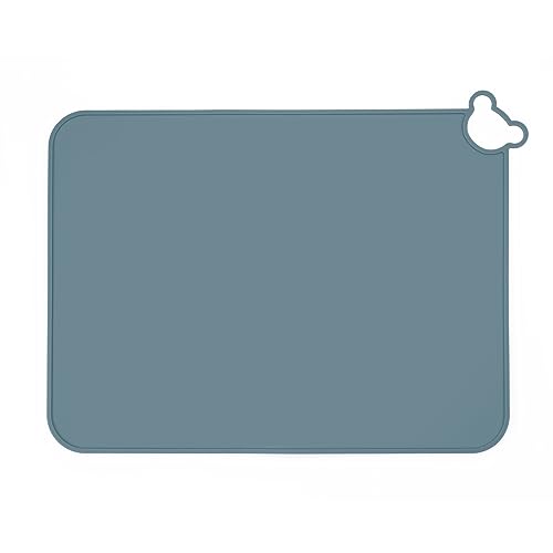 PandaEar 2 Pack Silicone Placemats for Baby Kids, Food Grade Non-Slip Eating Table Mats Portable Toddler Placemats for Dining Table & Restaurants -Blue & Brown