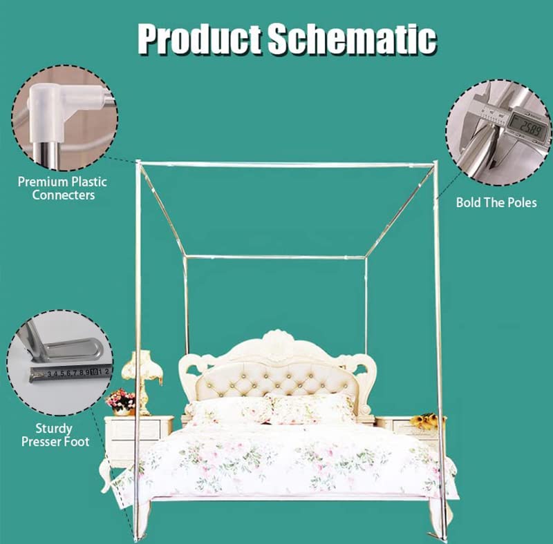 Mengersi House Bed Frame Full Size for Boys and Girls,Bed Canopy Frame Post Bed Poles,Canopy Bed Curtains Frame Bracket Fit for Metal Bed Wood Bed Bedroom Decor,House White