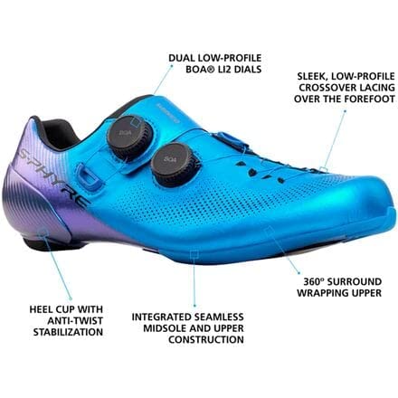 SHIMANO RC903 S-PHYRE Wide Cycling Shoe - Men's Blue, 46.0