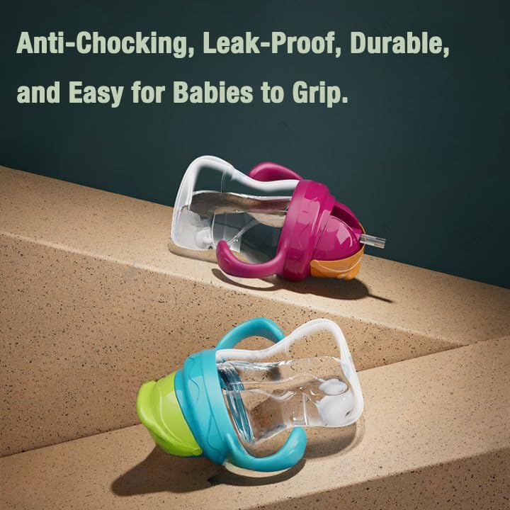 PandaEar Baby Straw Sippy Cup, Toddler Trainer Straw Cup with Handles for Babies & Toddler 6 Month+, 9 oz, No Spill Design