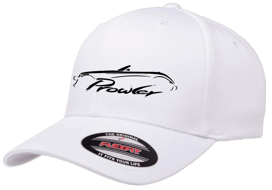 Plymouth Prowler Exotic Car Classic Outline Design Flexfit 6277 Athletic Baseball Fitted Hat Cap White L/XL