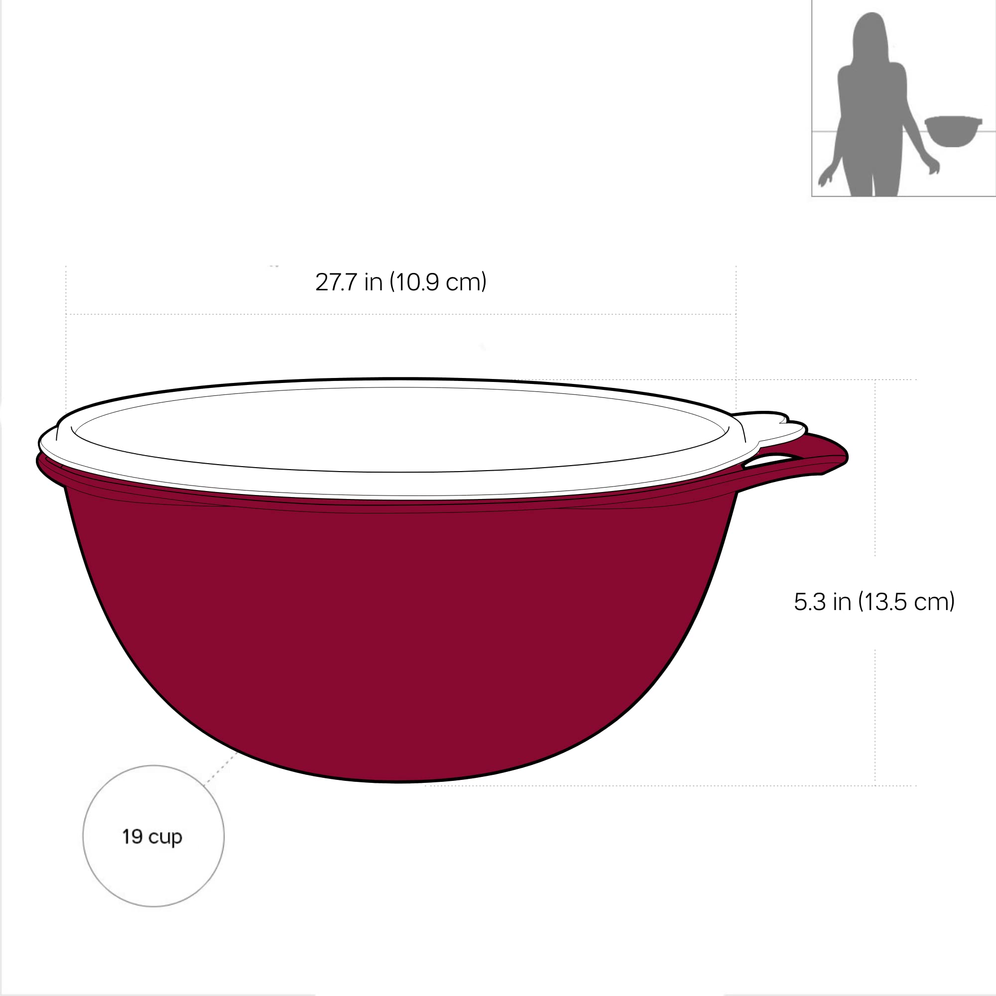 Tupperware Brand Thatsa Medium Prep & Storage Bowl, 4.5L (19 Cup) - Dishwasher Safe & BPA Free - Airtight, Leak-Proof Food Container with Lid - Sturdy & Lightweight
