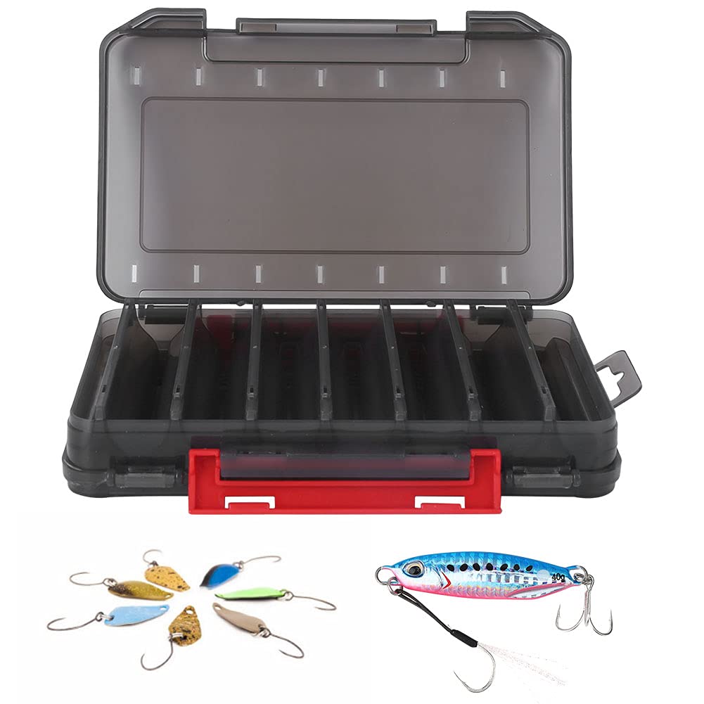 Yeuipea Fishing Tool Storage Box, Multifunction PVC Double Layer Lure Tool Storage Box Fishing Bait Accessory Gray(A)