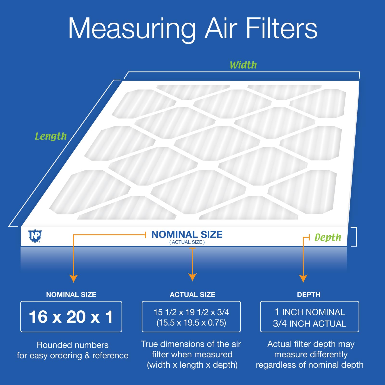 Nordic Pure 16x20x1 (15 1/2 x 19 1/2 x 3/4) Pleated MERV 12 Air Filters 6 Pack