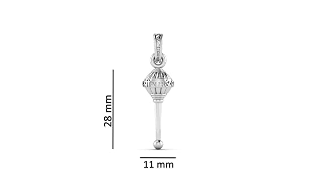 Sterling Silver (92.5% purity) God Hanuman Gada Pendant for Men & Women Pure Silver Lord Bajrang Bali Gada Locket for Good Health & Wealth