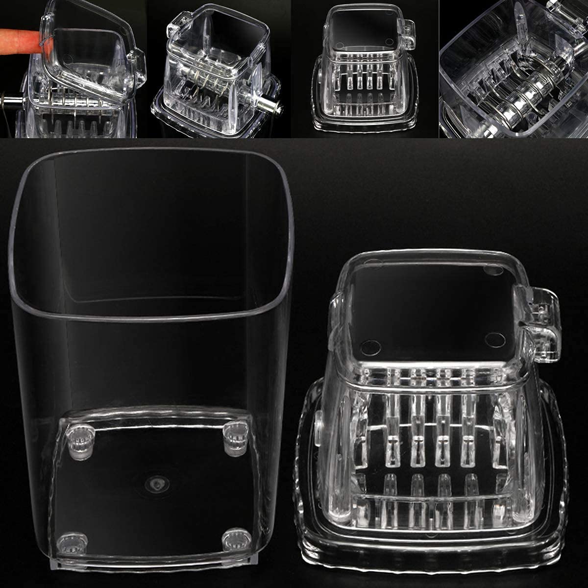 ZHER-LU Hand-Crank Ice Crusher, Ice-Maker Machine, Clear Ice Crusher for Home 1.25L Chrome Plated Ice Grinder Ice cube Drinks Chopper Stirrer (Transparent)