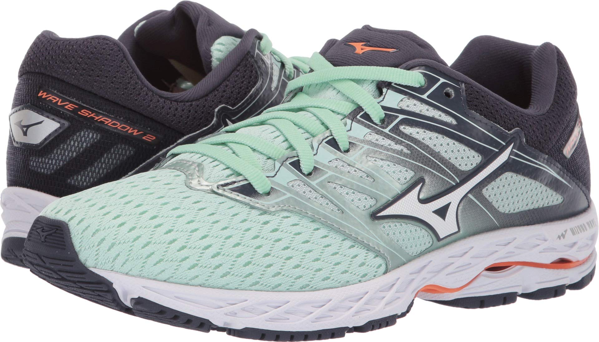 Mizuno Women's Wave Shadow 2 Running Shoe, Black/Trade Winds, 6.5 B US