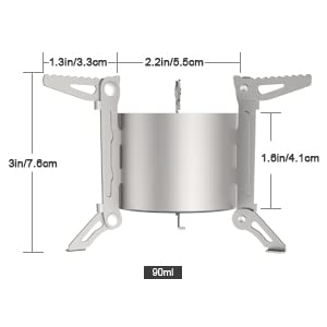 Titanium Alcohol Stove,Foldable Mini Alcohol Stove for Backpacking,Lightweight Titanium Spirit Burner with Foldable Stand,3oz Fuel Storage for Camping Hiking