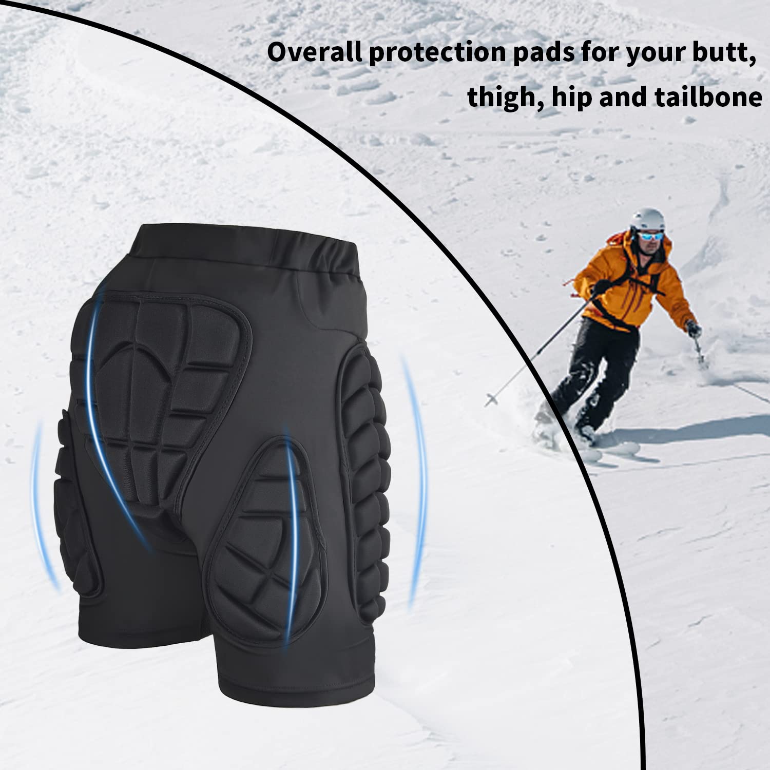 Tentock 3D Protective Hip for Snowboarding,Butt Padded Safety Impact Shorts EVA Protection Pad for Skating Outdoor(M)