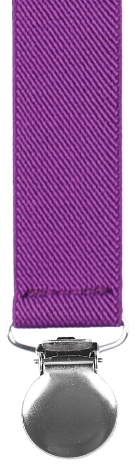 Pzle Men's Suspenders and Bow Tie Set Adjustable 47 Inches Dark Purple
