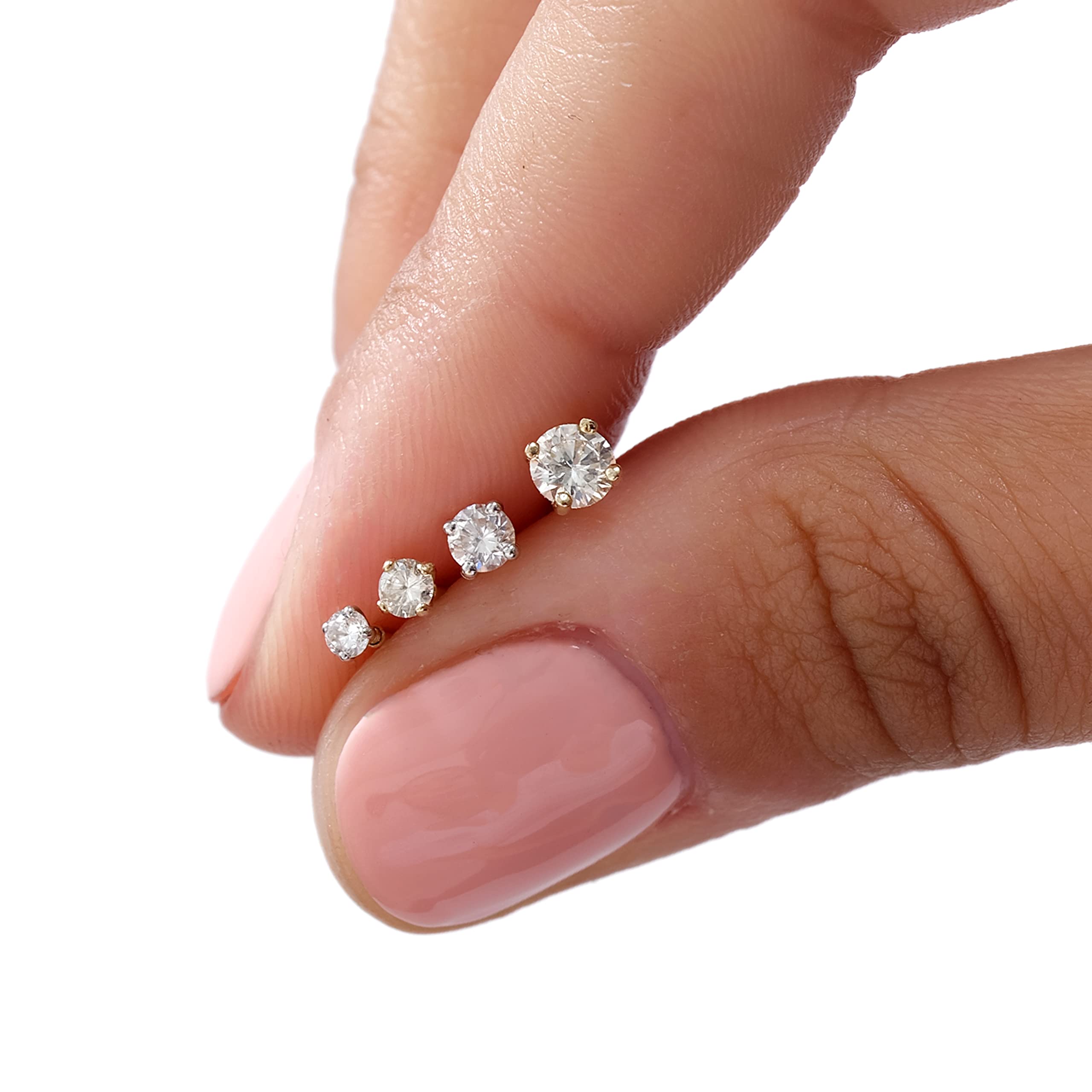Round Natural Diamond Cartilage Tragus Solitaire Stud Earrings 14K Solid Yellow Gold Internally Threaded Screw Back (0.06 Cttw,Color G-H, Clarity - SI1-SI2) Upper Ear Piercings Jewelry For Men Women