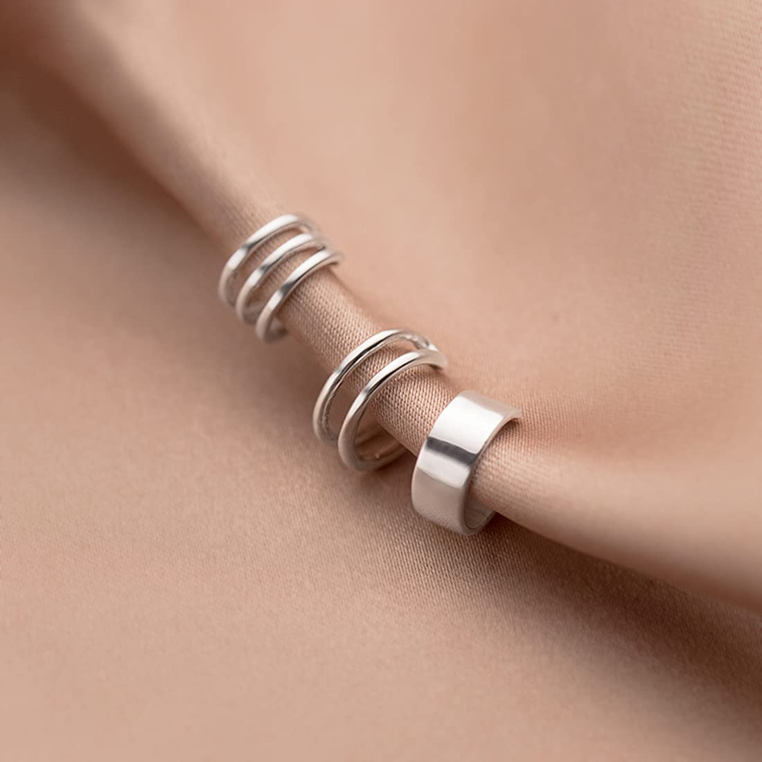 SLUYNZ Sterling Silver Ear Cuff Earrings for Women No Piercing Cartilage Earrings Tri Earrings (A-Silver)