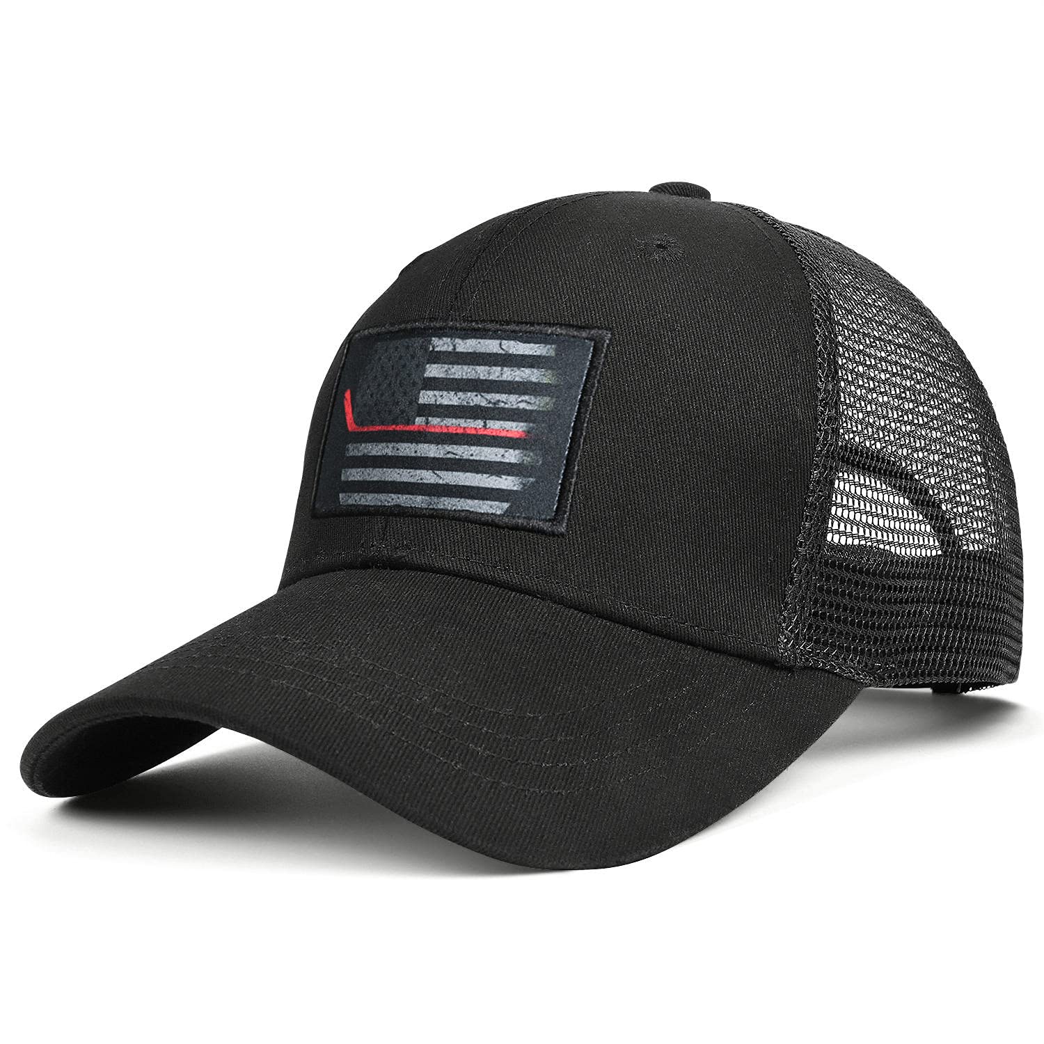 Nuyjimr American Team Hockey USA Flag Unisex Trucker Hats Visor Hats Mesh Hats Black