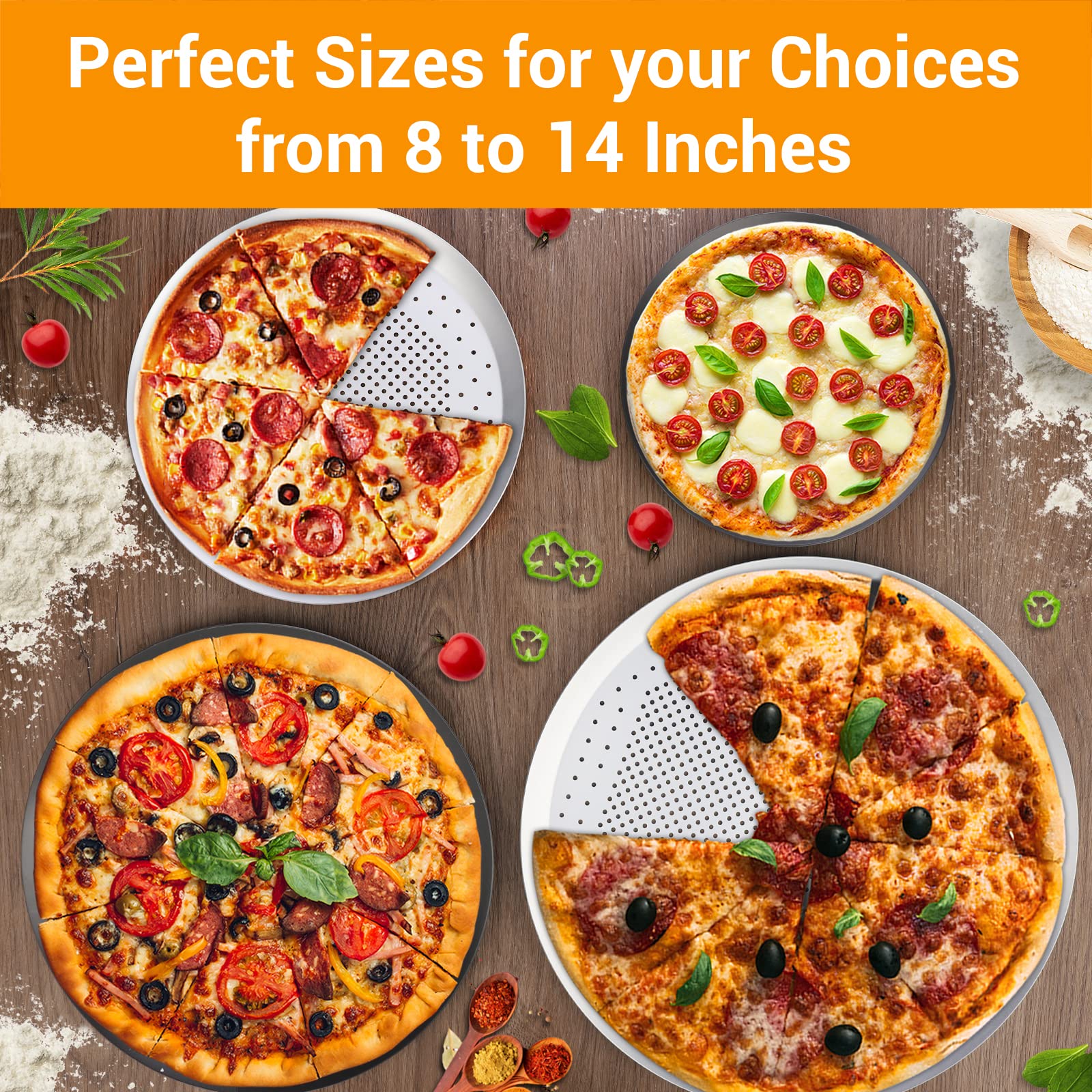 Suice Nonstick Pizza Pan with Holes 10 Inch, Aluminum Alloy Pizza Pan for Oven Round Pizza Tray, 1Pc Pizza Baking Sheet for Baking Crispy Pizzas, Durable Perforated Pizza Bakeware for Oven Use -Silver