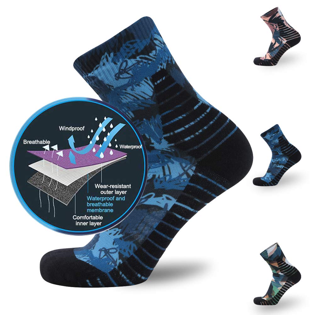 MEIKAN Insulated Waterproof Socks for Men, Awesome Fashion Athletic Crew Boot Cushion Hiking Dry Socks for Marines 1 Pair (Multicolor, Large)