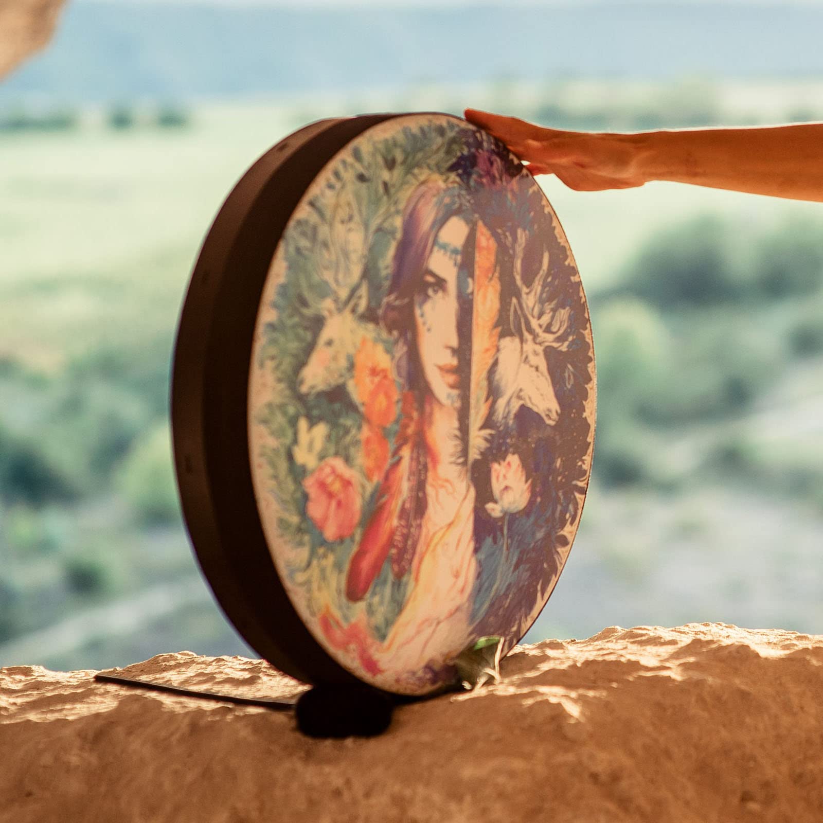 Shiweiqiangbos. Sacred Vegan inchForest Nymphinch Drum Shamanic Witch Drum Sound Healing Tool Tunable Membrane Medicine Frame Drum Women E1VVPX 0