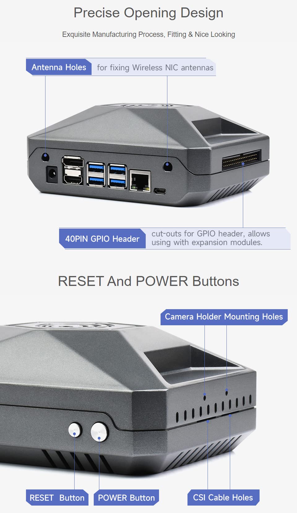 Waveshare Aluminum Case for Jetson Nano Developer Kit with GPIO Adapter ONLY for Waveshare Jetson-Nano-DEV-KIT