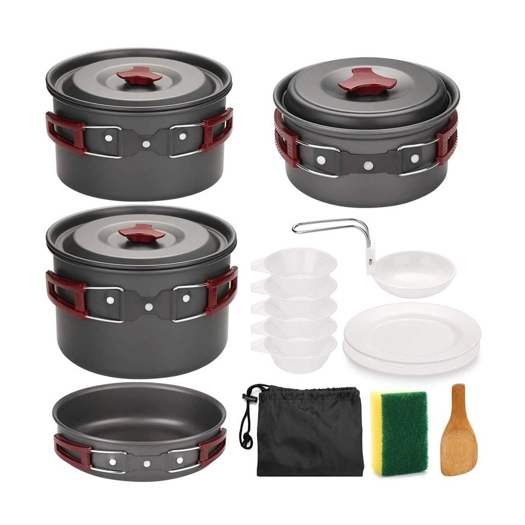 YFDM Outdoor Camping Cookware Kit Non Stick Camping Pans Lightweight Cooking Set Pans and Pots for Trekking Hiking Picnic