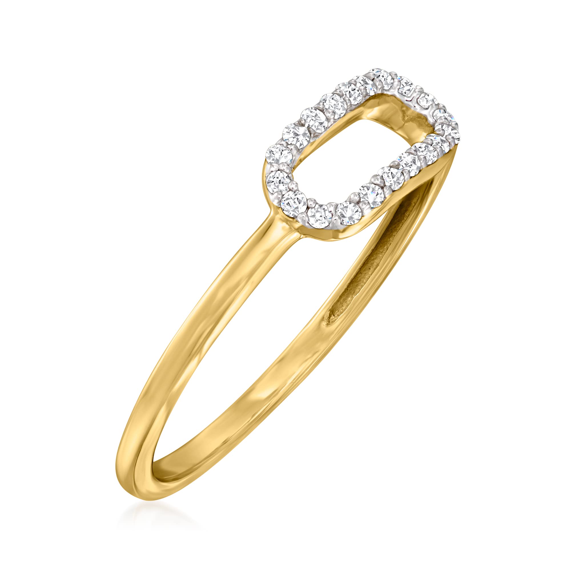RS Pure by Ross-Simons 0.10 ct. t.w. Diamond Paper Clip Link Ring in 14kt Yellow Gold. Size 8