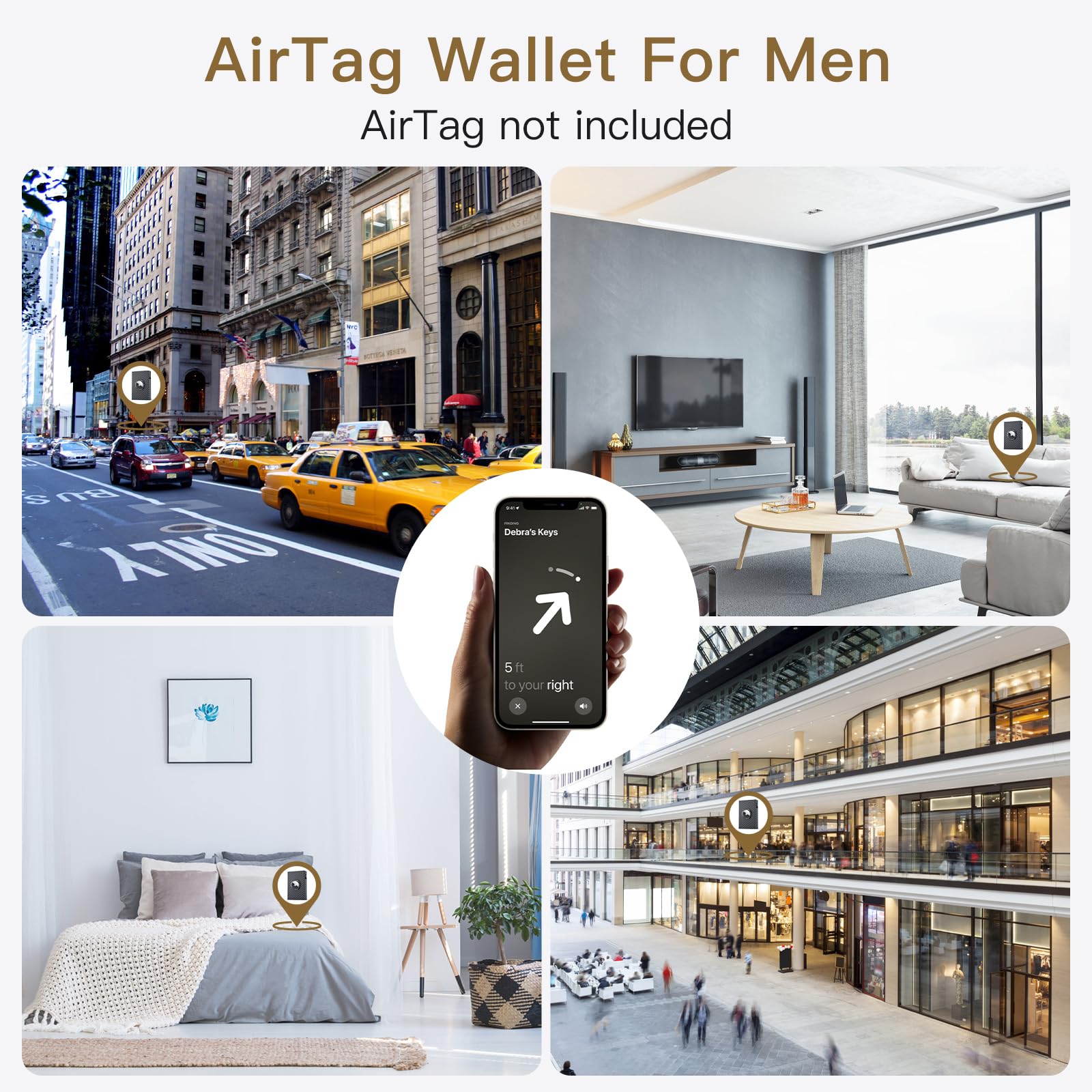 Men Wallet With AirTag Holder