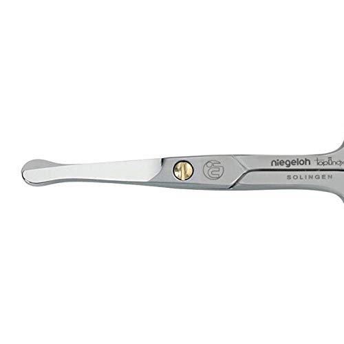 Niegeloh Professional TopInox Stainless Steel Nose & Ear Scissors with SHPITSER Genuine Leather Case. Made in Solingen, Germany