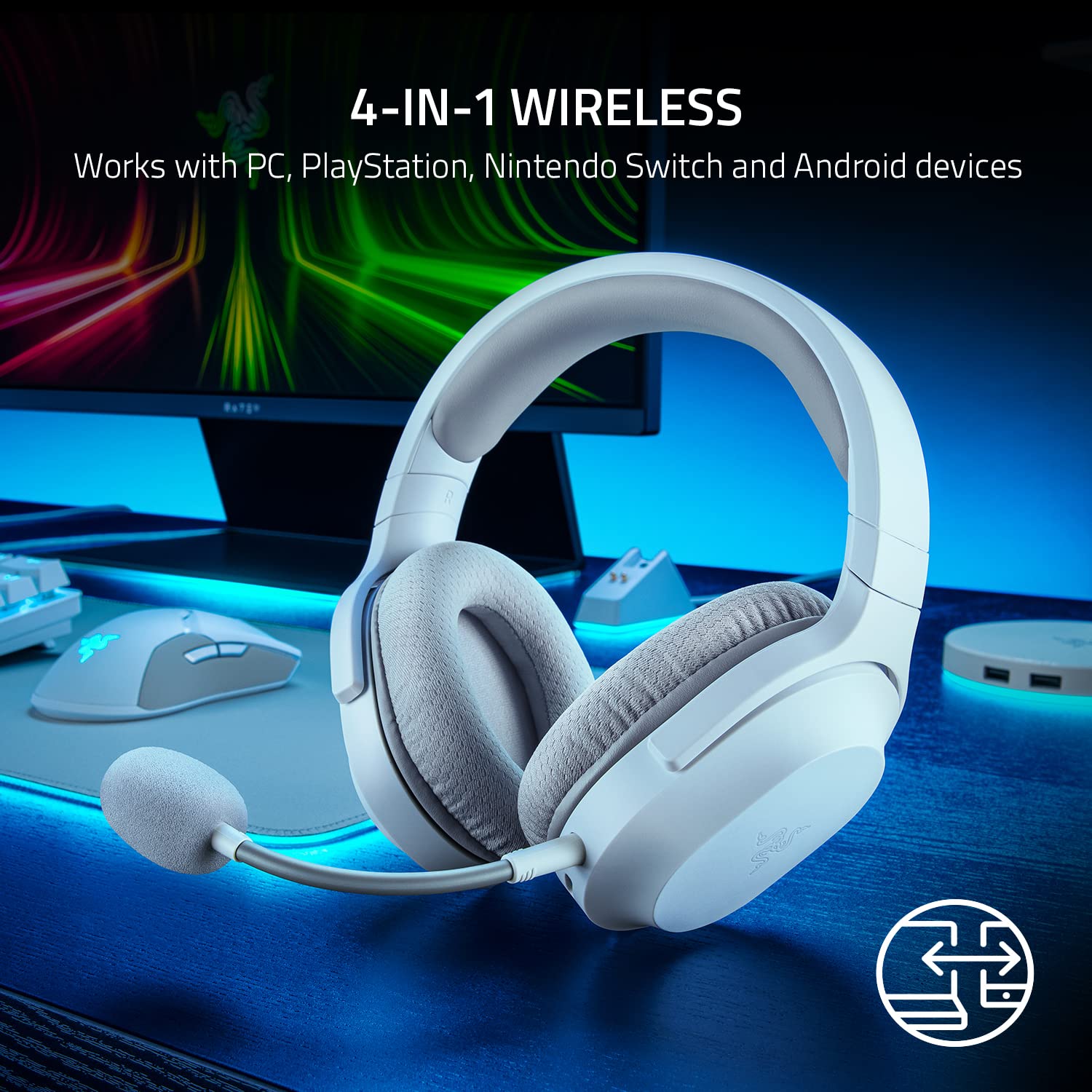 Razer Barracuda X Wireless Multi-Platform Gaming and Mobile Headset - Mercury White & Orochi V2 Mobile Wireless Gaming Mouse: Ultra Lightweight - 2 Wireless Modes - Up to 950hrs Battery Life - White