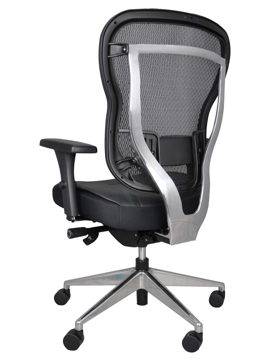 Oak Hollow Furniture Aloria Series Office Chair Ergonomic Executive Computer Chair, Genuine Leather Seat Cushion, Mesh Back, Adjustable Lumbar Support Swivel and Tilt High-Back (Black)
