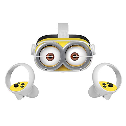 Stickers Skin for Oculus Quest 2, Oculus Quest 2 VR Headset Controller Cute Sticker Protection Accessories (Yellowish White)