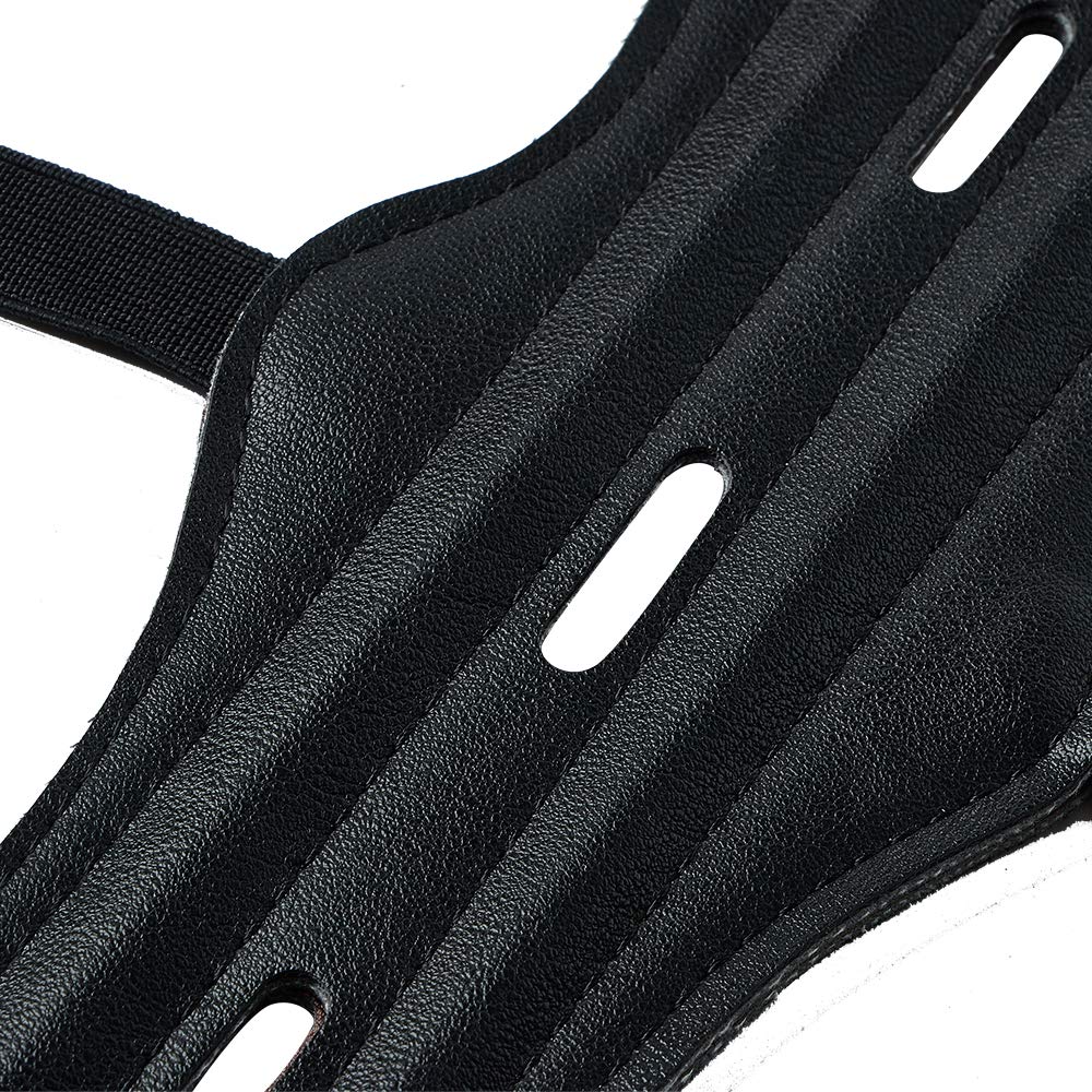 MIRACLE BLACK Archery Arm Guard and Finger Taps Set, Leather Arm Protector Adjustable Protective 3-Strap Accessory Lightweight for Hunting Target Shooting
