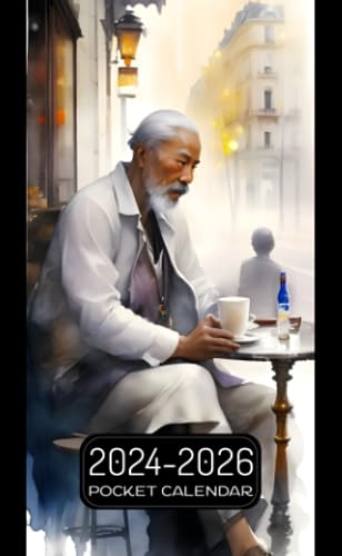 Pocket Calendar 2024-2026: Two-Year Monthly Planner for Purse , 36 Months from January 2024 to December 2026 | Lao Tzu portrait | Willem Haenraets watercolor