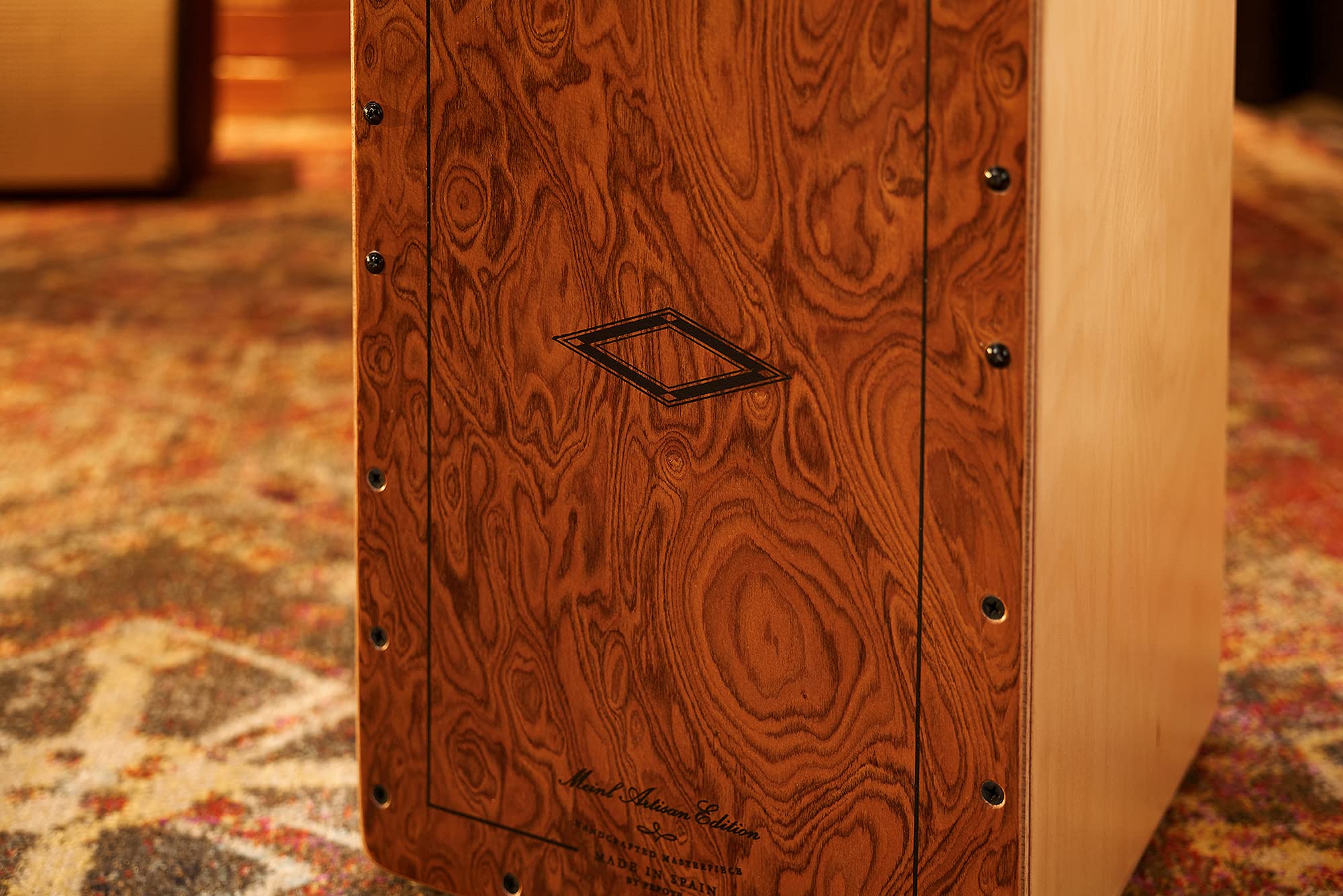Meinl Artisan String Cajon with Lava Burl Frontplate / Baltic Birch Body - MADE IN SPAIN - Bulería Line, 2-YEAR WARRANTY (AEBLLB)