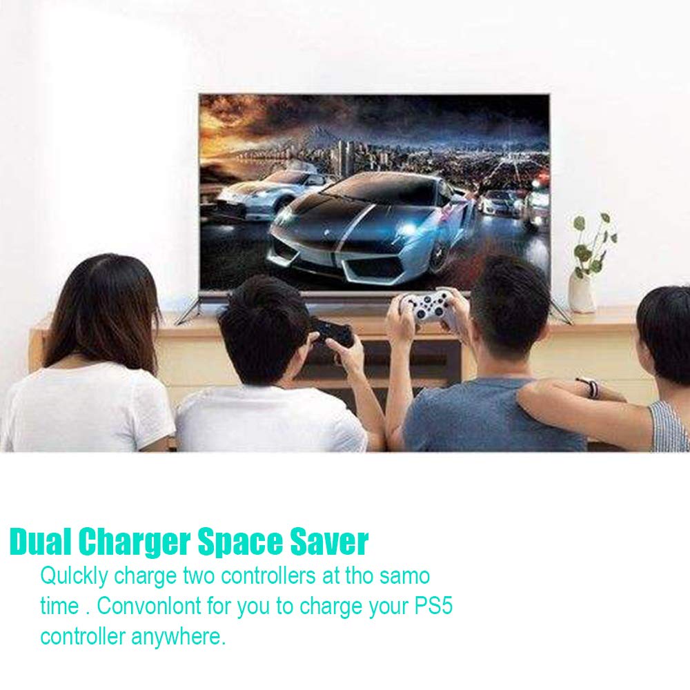 PS5 Controller Charger, Dual USB Charging Station for Playstation 5, Fast Charging, Two Dualsense Charging Station, Charging Station Dock