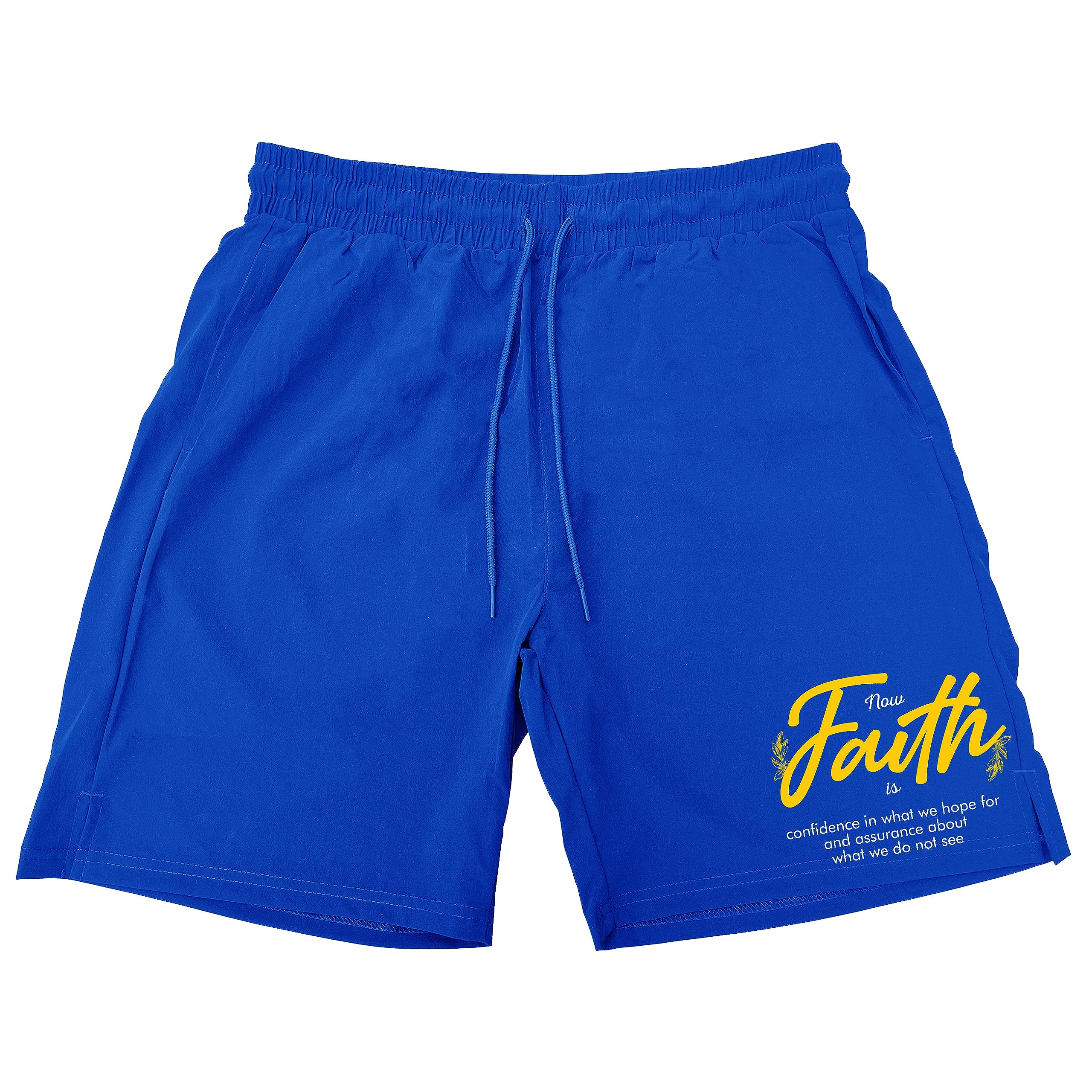 Men's Faith Is Confidence F272 Military Green Athletic Nylon Running Workout Shorts 2X-Large