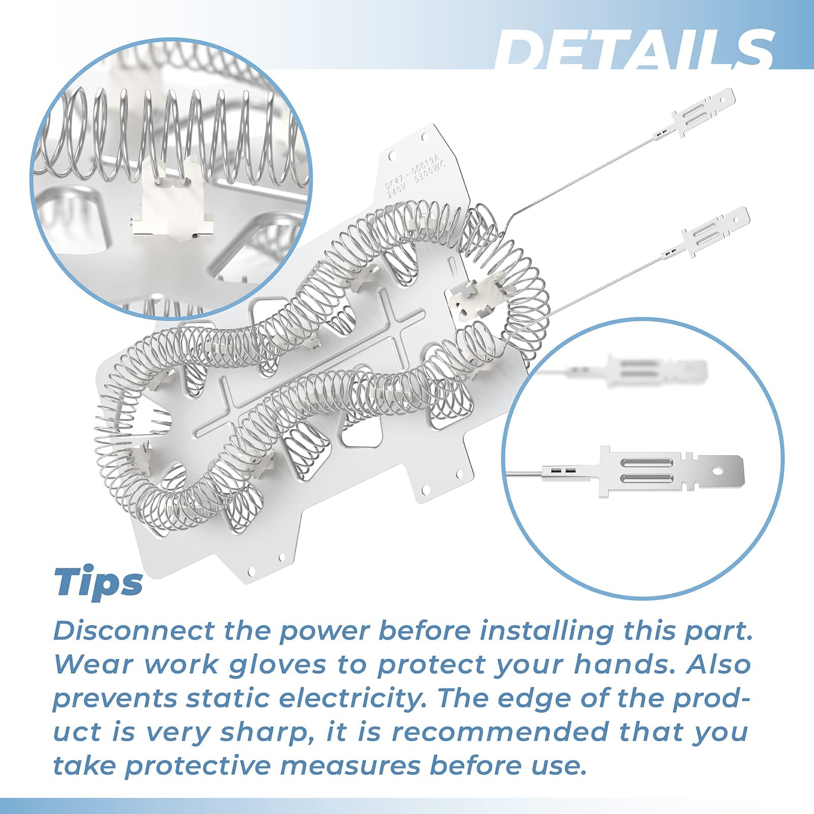 MAYITOP Dryer Heating Element Exact fit for Samsung DV40J3000EW/A2-0000, Samsung DV448AEE/XAA-0000, Samsung DV209AEW/XAA-0001 Dryers