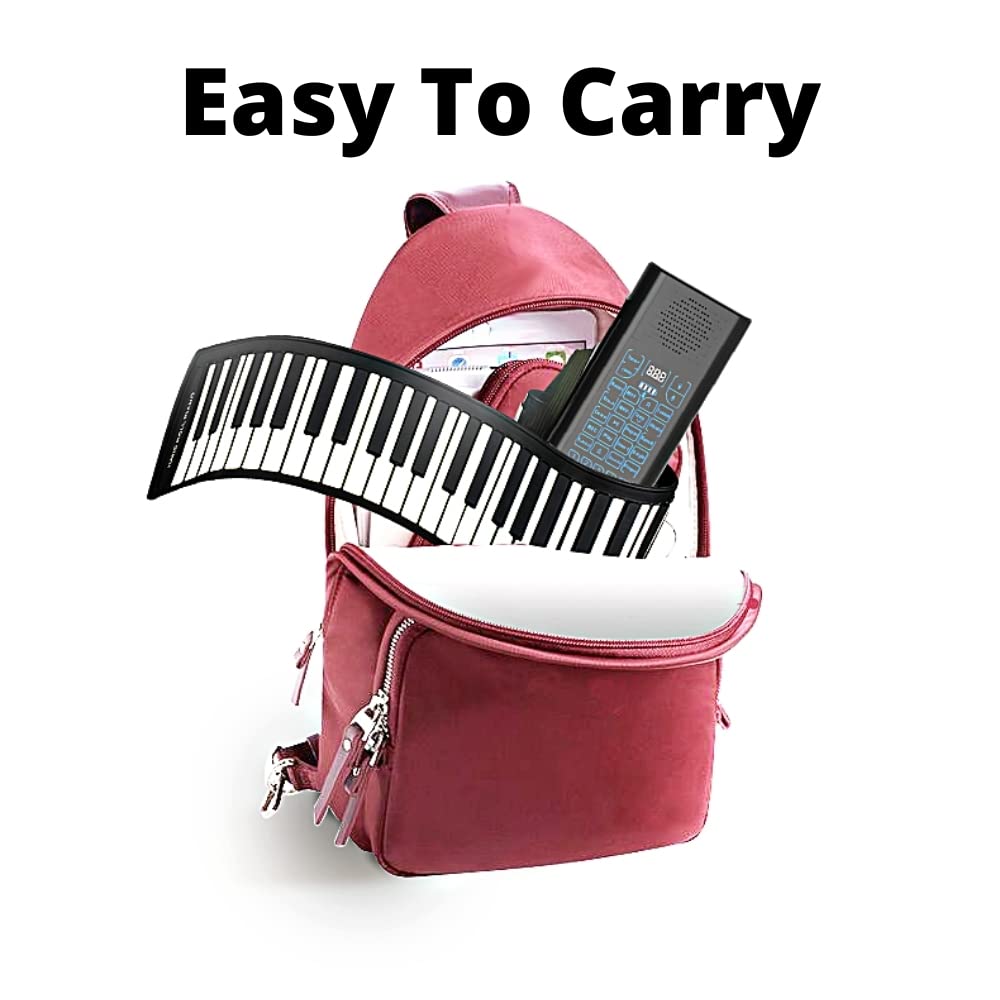 Portable 88 Keys Roll Up Piano with MIDI Output and Built-In Speaker, Flexible Digital Electronic Keyboard - Record and Play Feature, 128 Tones & Rhythms, 14 Demo Songs and Tutorial Function