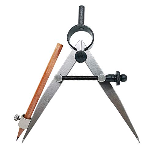 ZLKSKER 4/10 inch Woodworking Compass with Pencil Holder, Precision Spring Divider/Scriber, All Metal Compass for Leather Work Metalworking (4 inch)